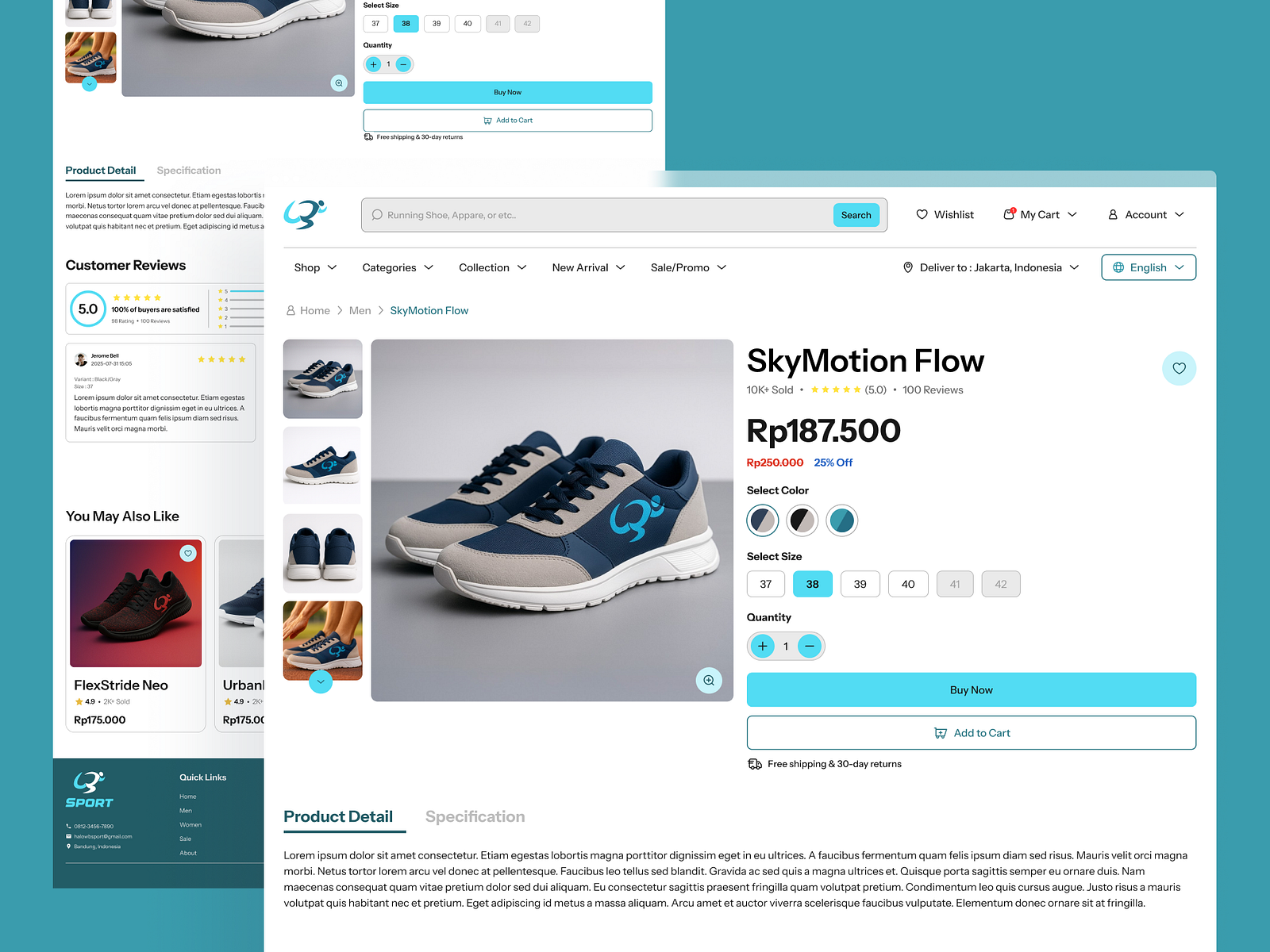 Product Detail Page – WBSport E-commerce Shoes UI Design👟 by Alya Zalfa ...