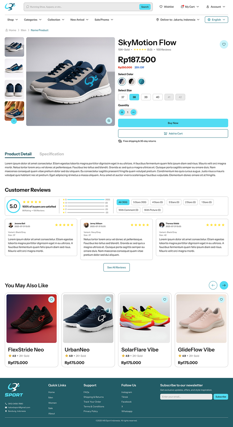 Product Detail Page – WBSport E-commerce Shoes UI Design👟 by Alya Zalfa on Dribbble