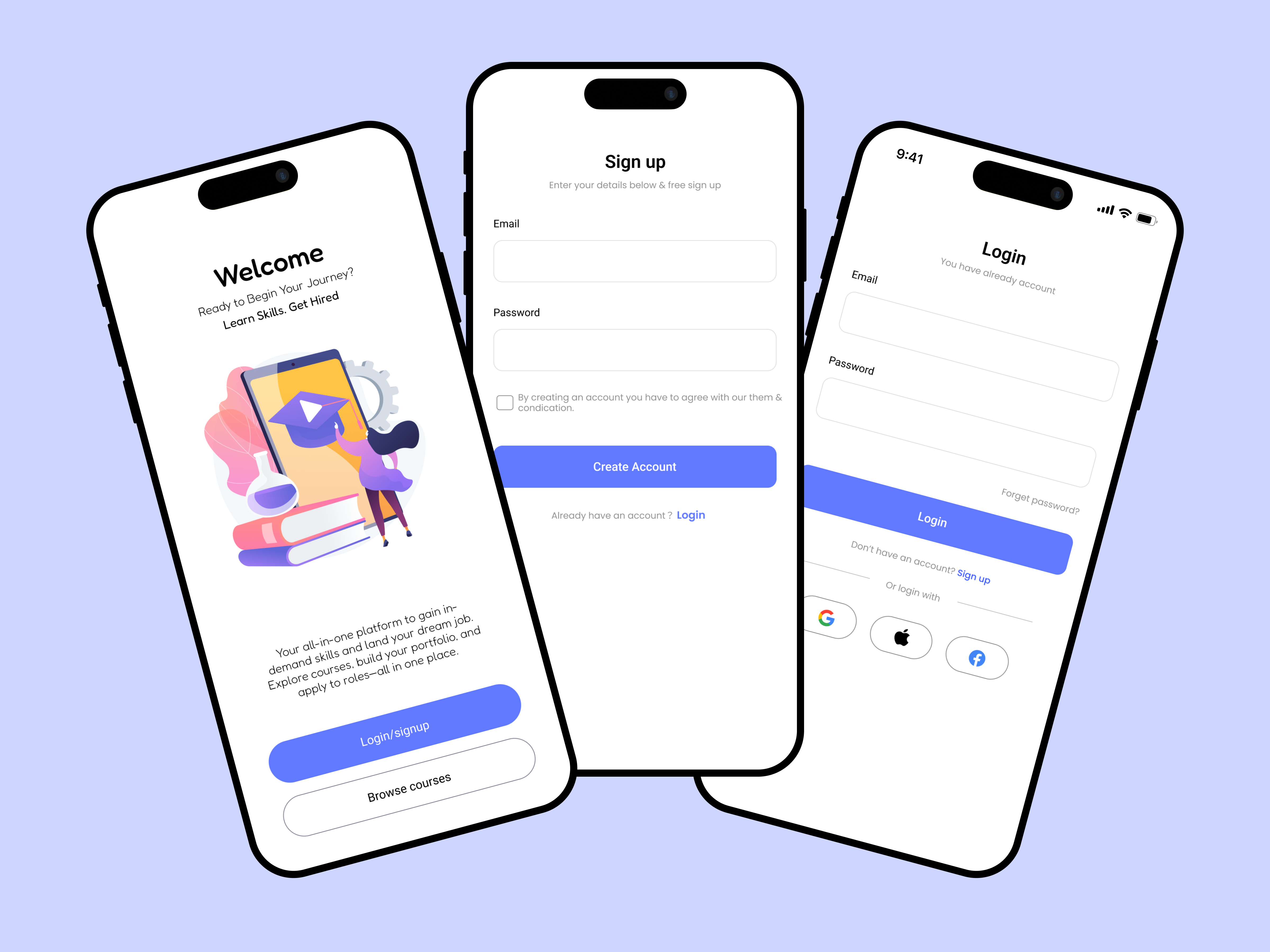 Welcome, Login & Signup UI Screens by supriya maurya on Dribbble