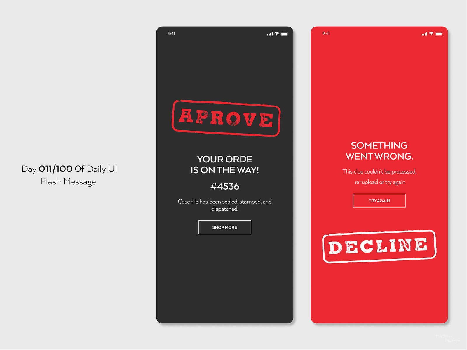 Flash Message - Daily UI 011 by Mary Knox on Dribbble