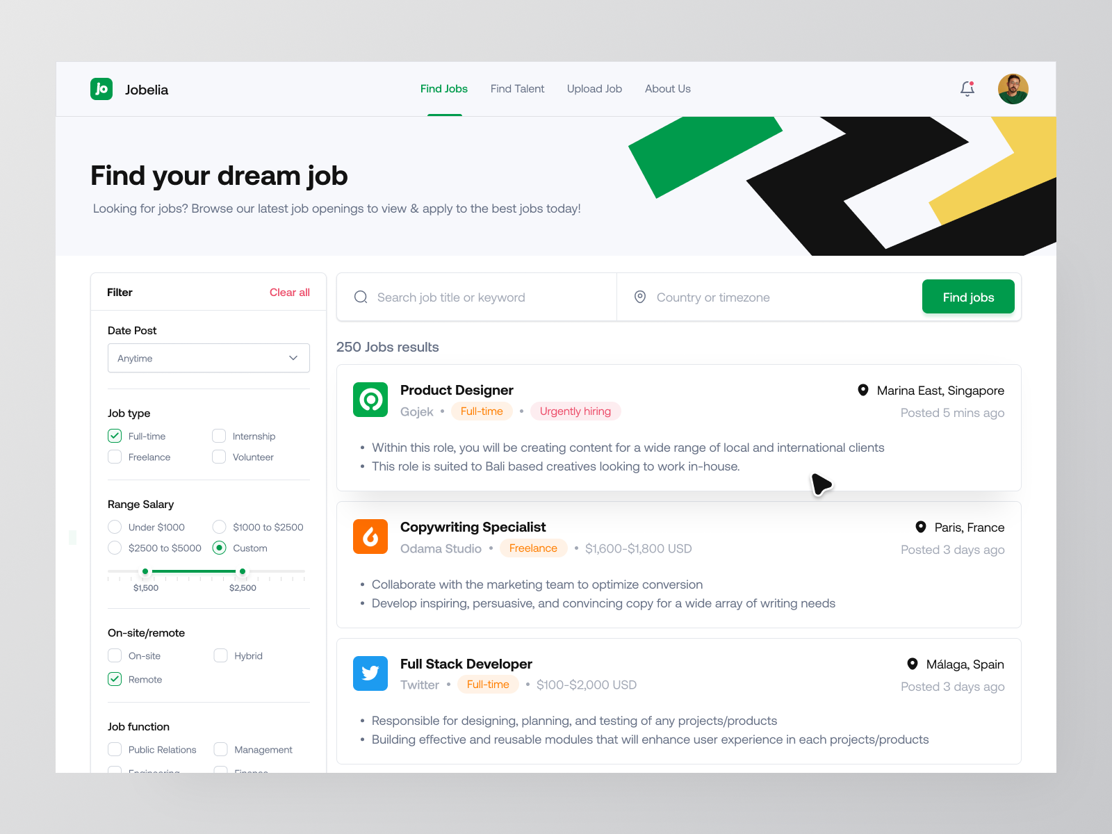 Jobelia - Job Finder Platform Dashboard by Azie Melasari for Odama on ...