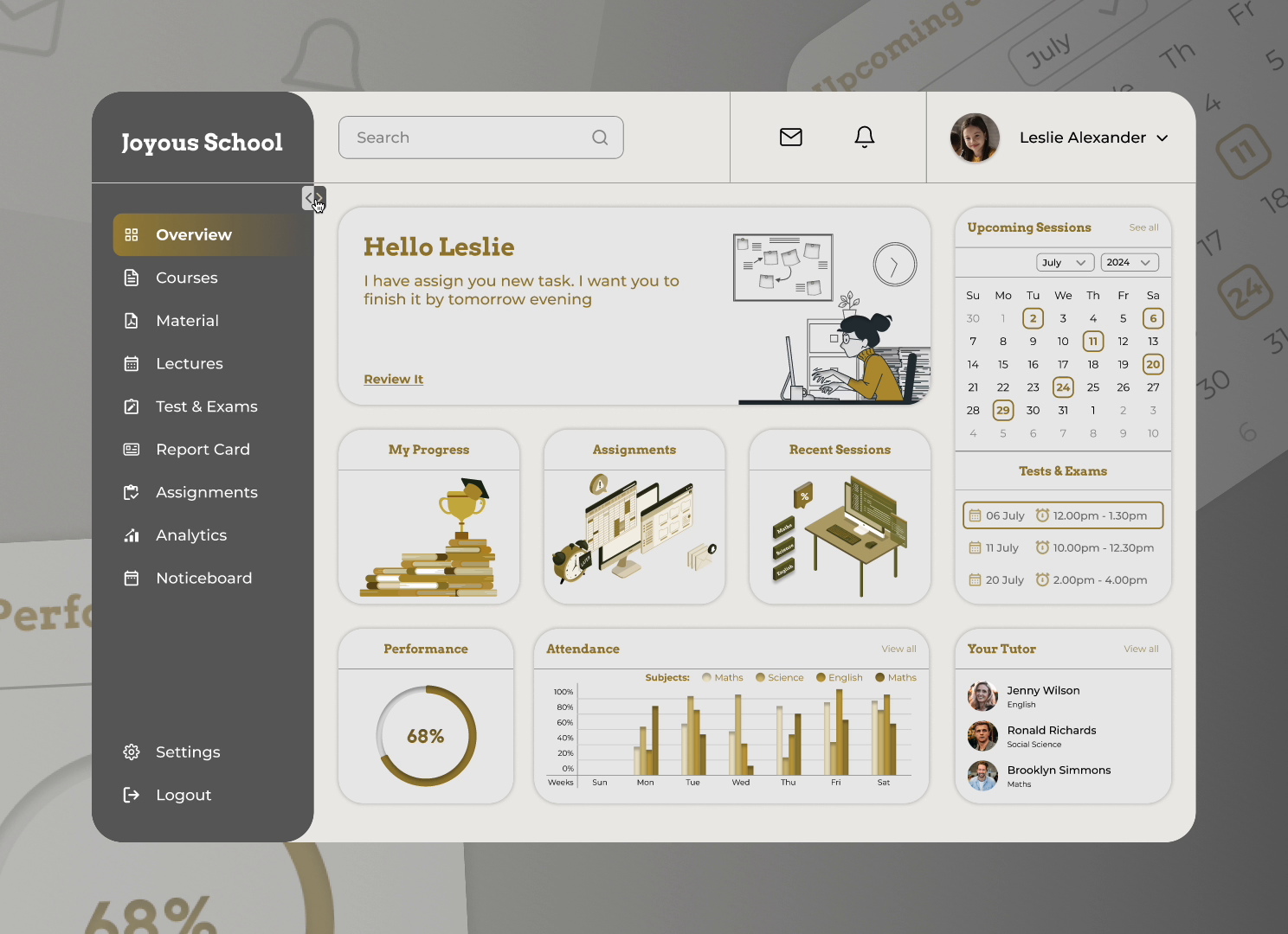 Student Performance Analysis Dashboard by Chirag Bhayani on Dribbble