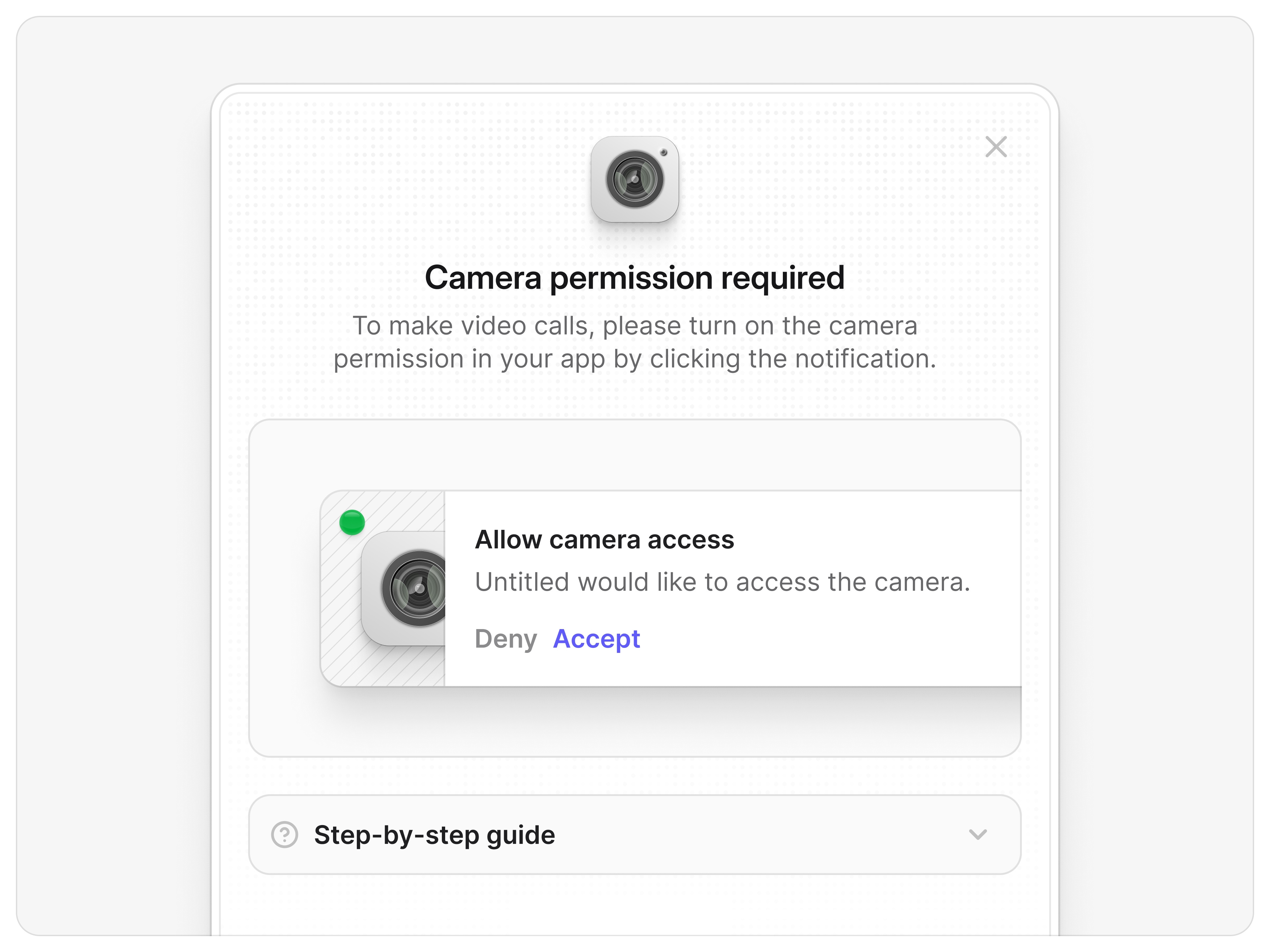 Allow camera access — Untitled UI by Jordan Hughes® on Dribbble