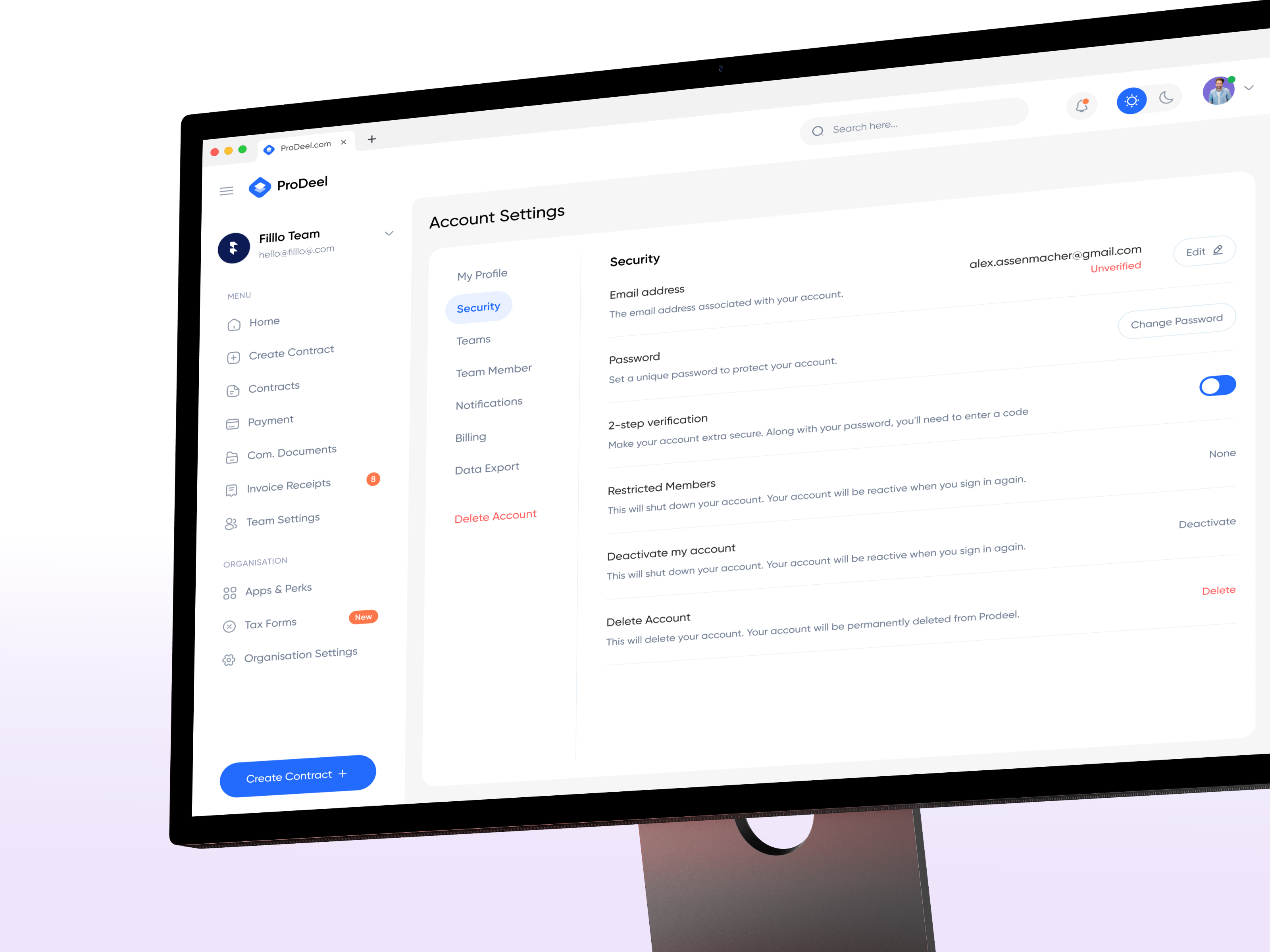 ProDeel - Account Settings Page Design by Filllo Design Agency on Dribbble