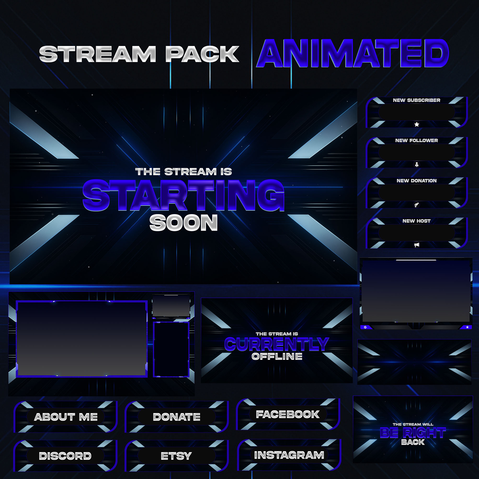 Animated Modern Abstract Stream Overlay Pack I Twitch Overlay by ...