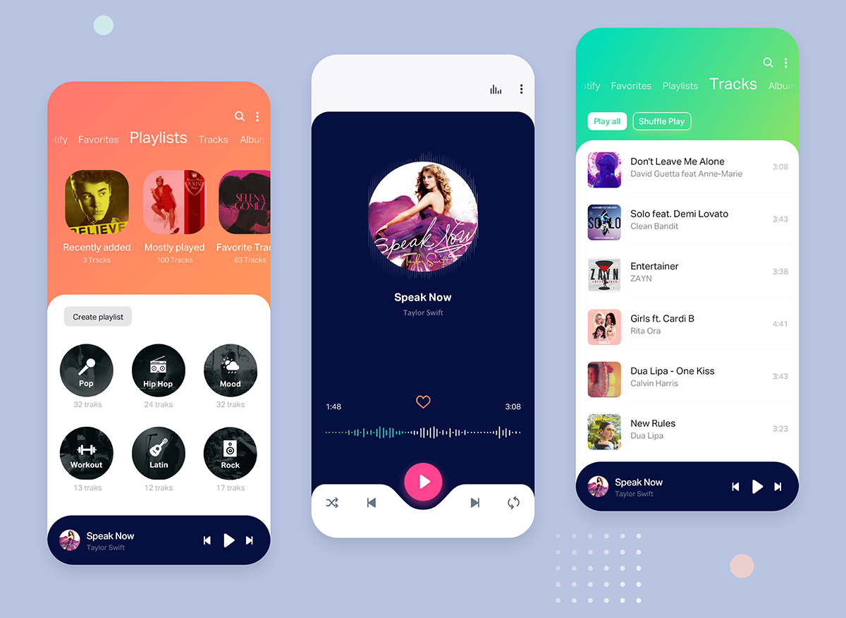 Mobile App UI for Music Streaming & Playlist Experience by ali.works on ...