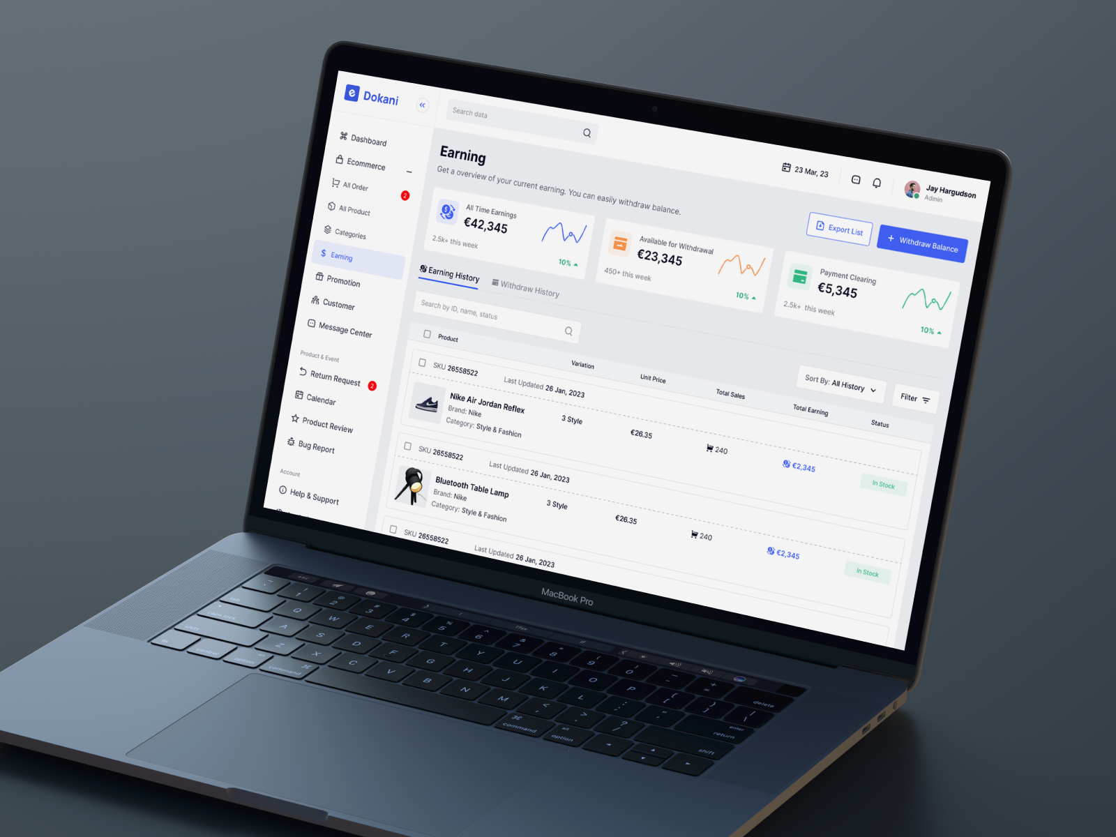 Earning Page Design 💰 - Ecommerce Dashboard by Shakibul Islam for Maqaw ...