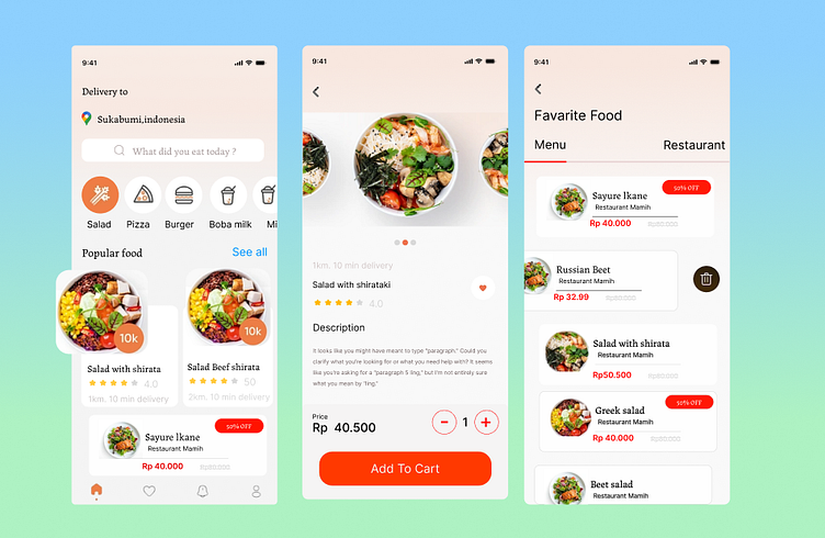 Food Delivery App by UI/UX Rakib on Dribbble
