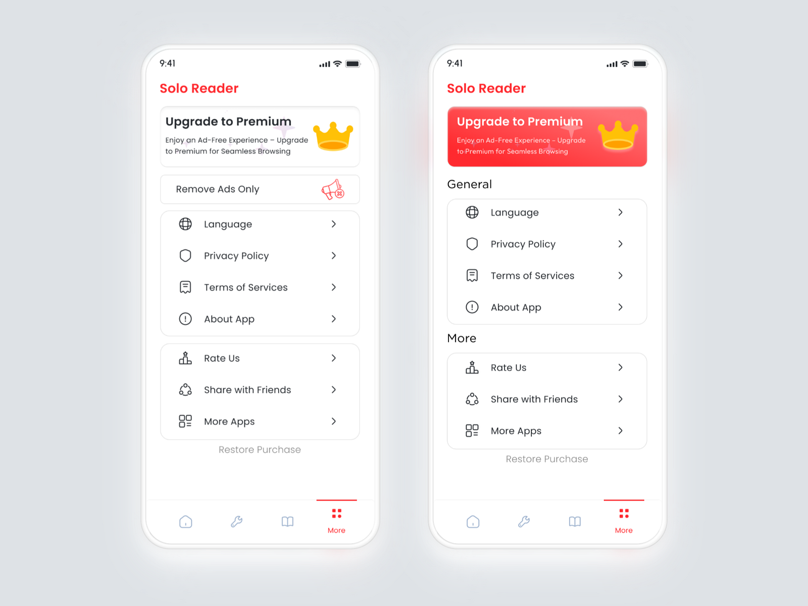 Settings - PDF Reader App UI by UIOVIA ® on Dribbble