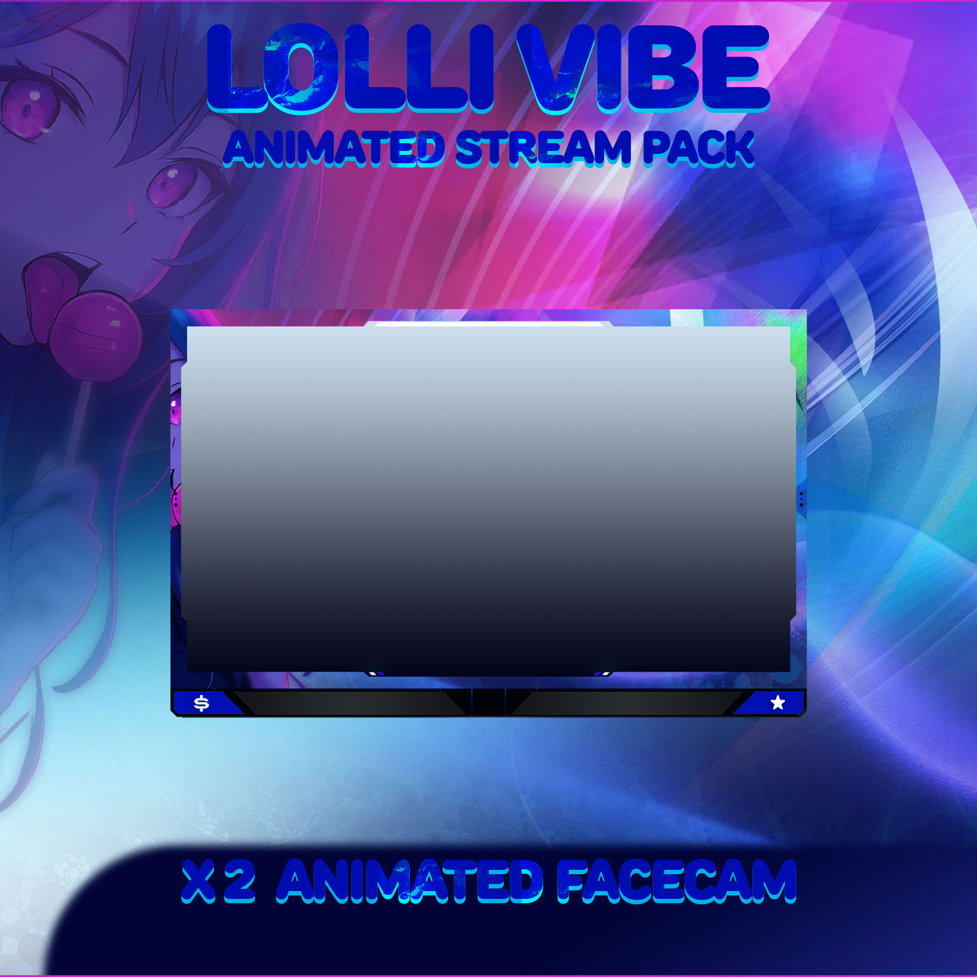 Lollipop Vibe VTuber Animated Stream Overlay twitch Stream Kick by ...