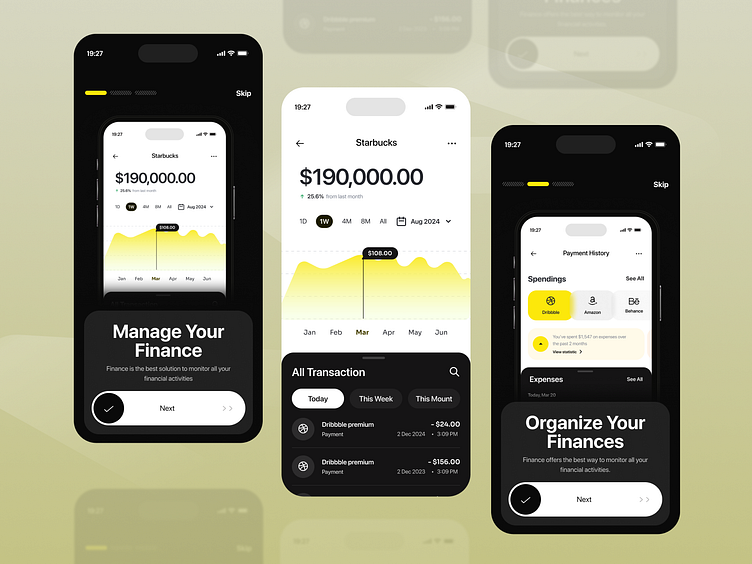 Finance mobile application ui design by Roohi Koohi on Dribbble