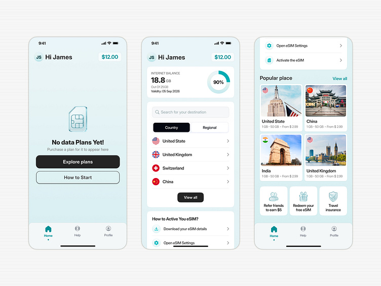 eSIM Mobile App UI – Explore, Activate & Stay Connected by Sohag Islam ...