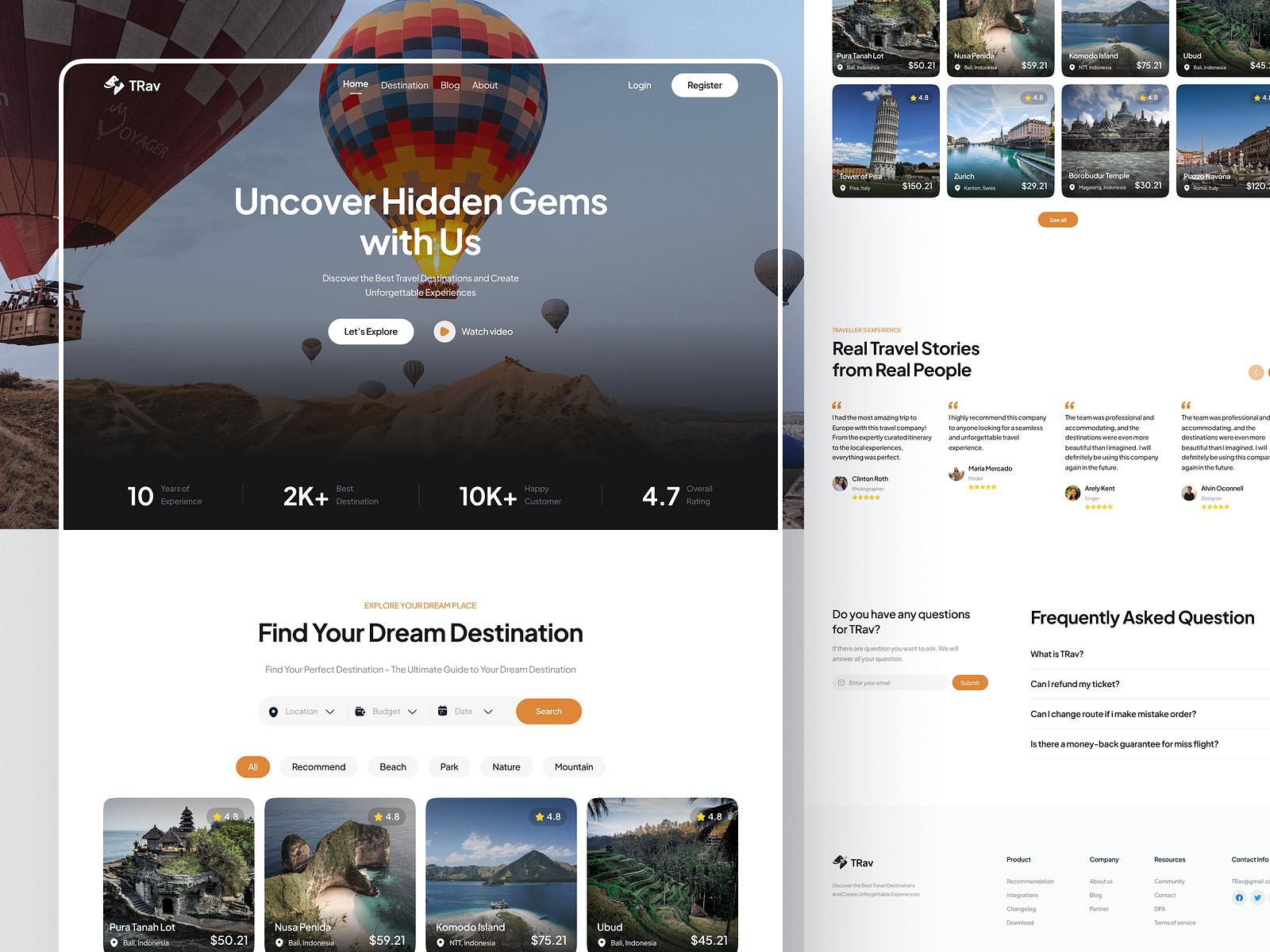 TRav - Travel Landing Page by Rizal for Kretya Studio on Dribbble