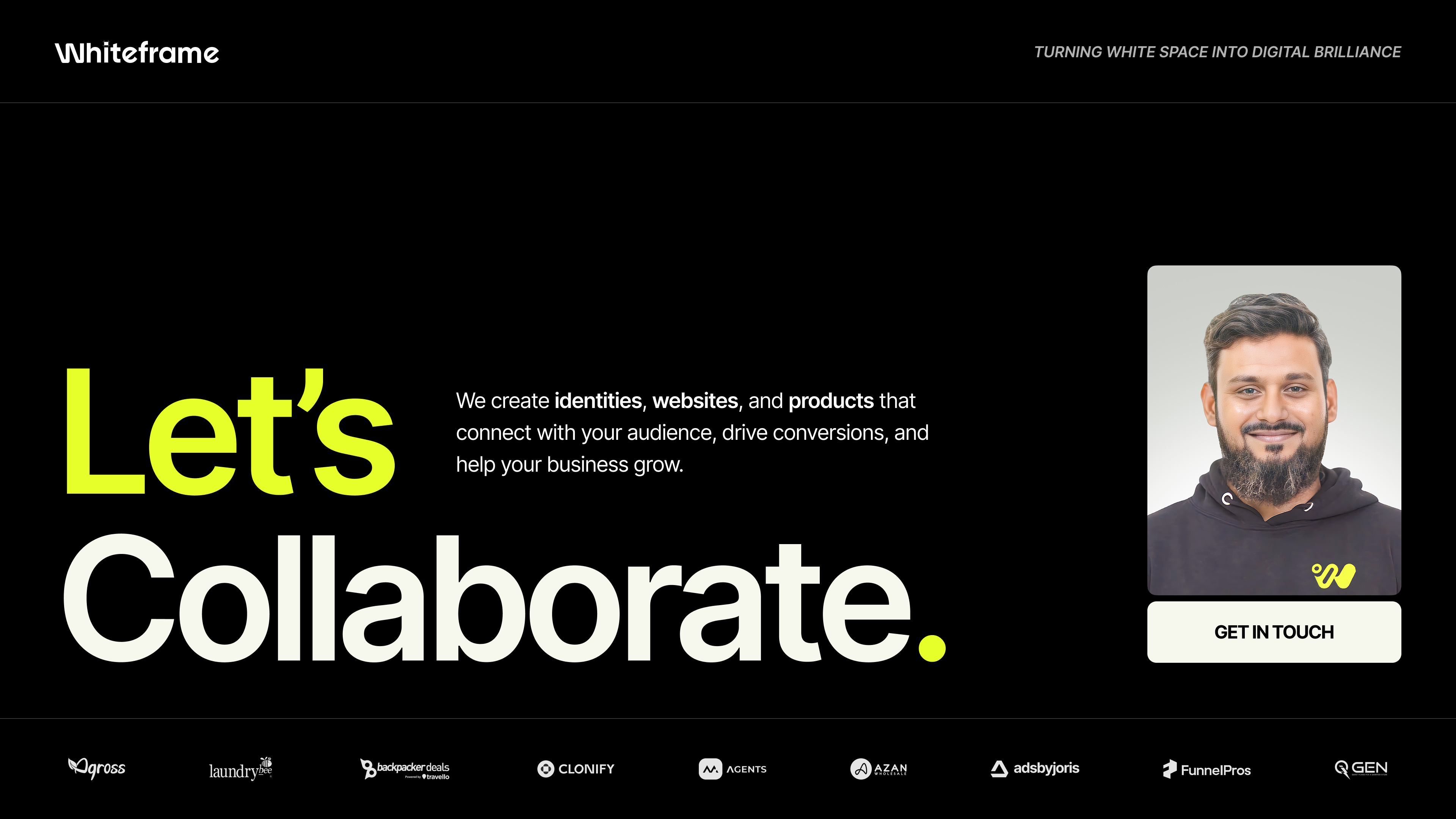 Marketing Agency Webflow Website by Tarik Eamin for WhiteFrame Creative ...