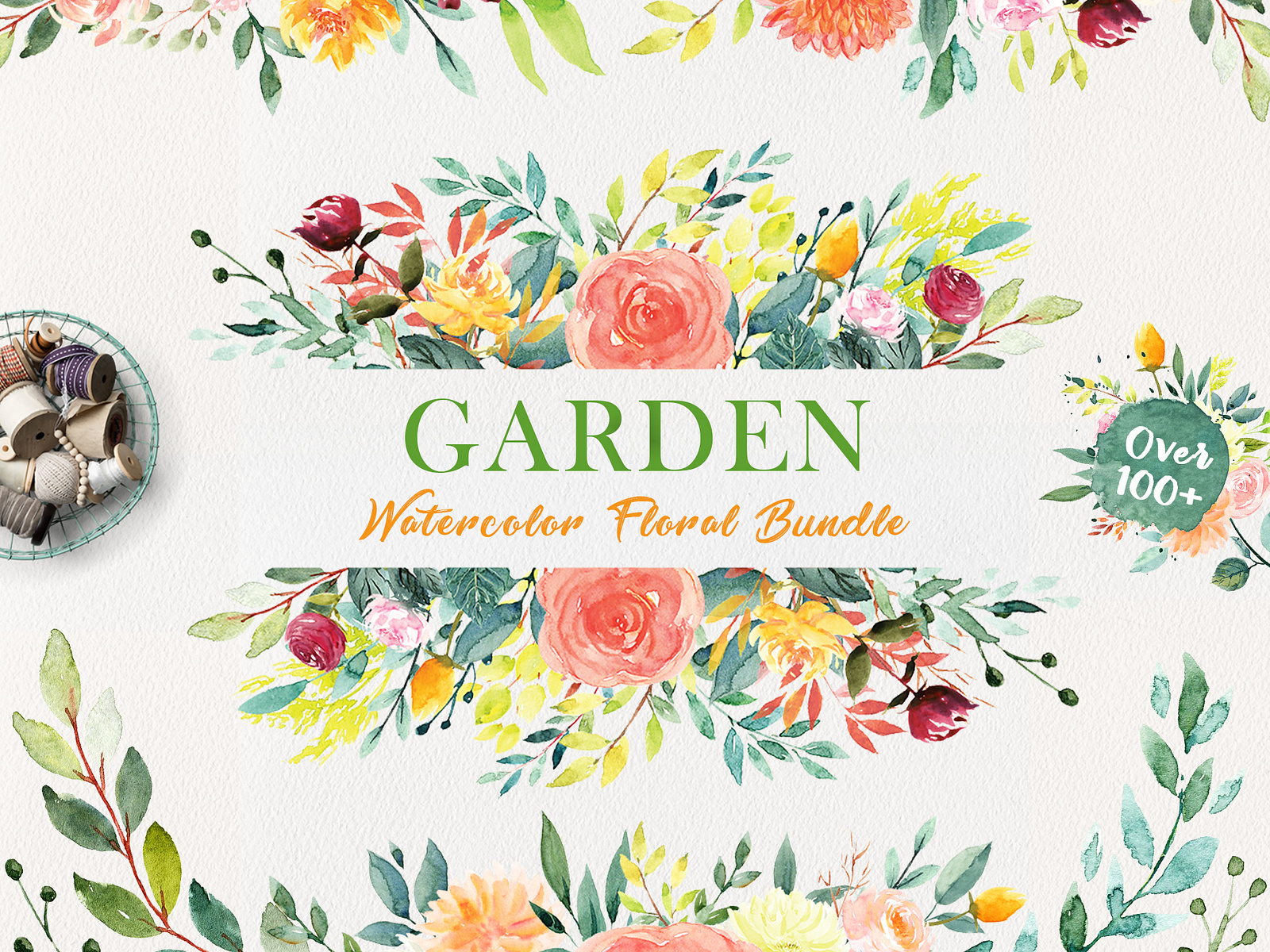 Garden Watercolor Floral Clipart Set by Telaarte on Dribbble