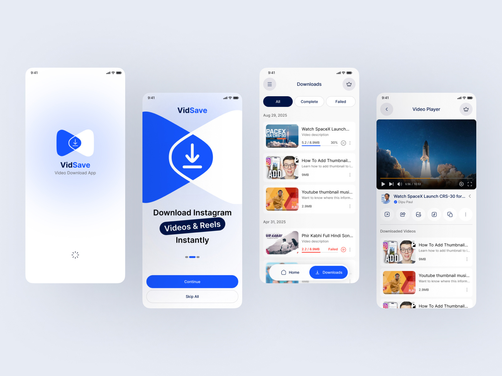 Downloads & Video Player Screens (UI/UX) - VidSaver by Dipu Paul on ...