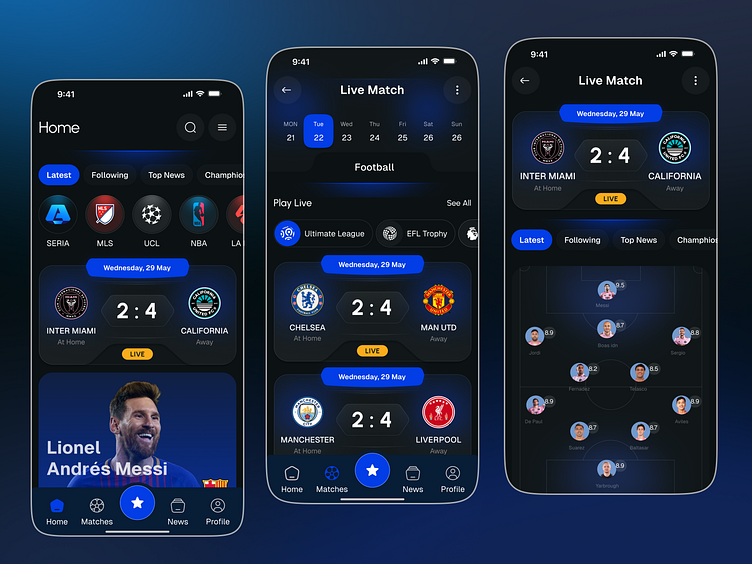 Sports Mobile App – Live Scores & Sportify UI by Jahid Hasan on Dribbble