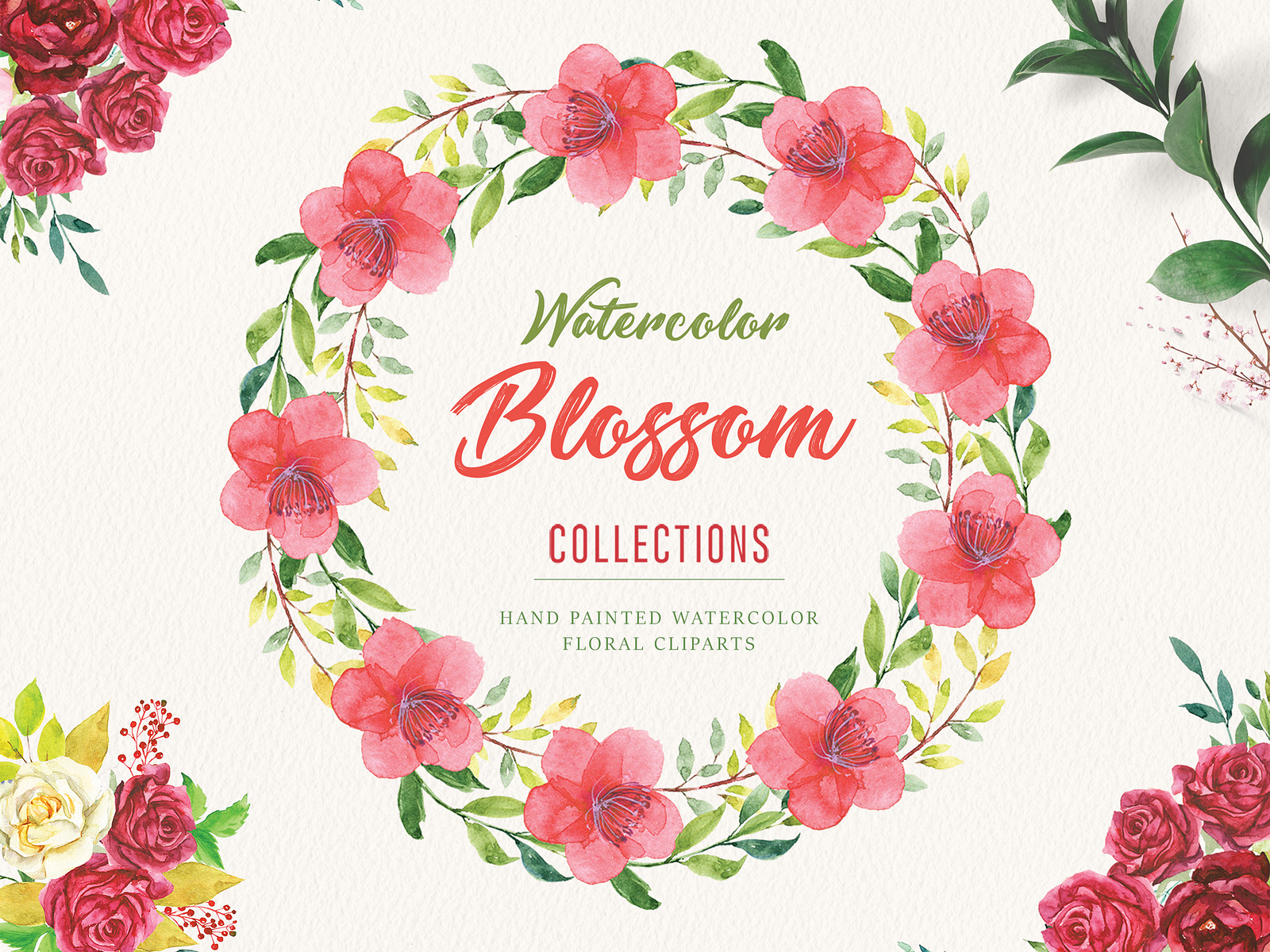 Blossom Watercolor Floral Clipart Set by Telaarte on Dribbble