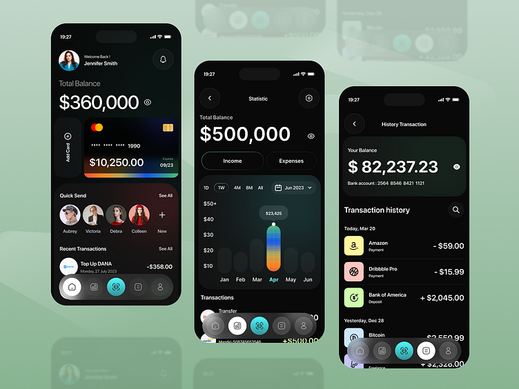 crypto currency wallet mobile ui design by Roohi Koohi on Dribbble