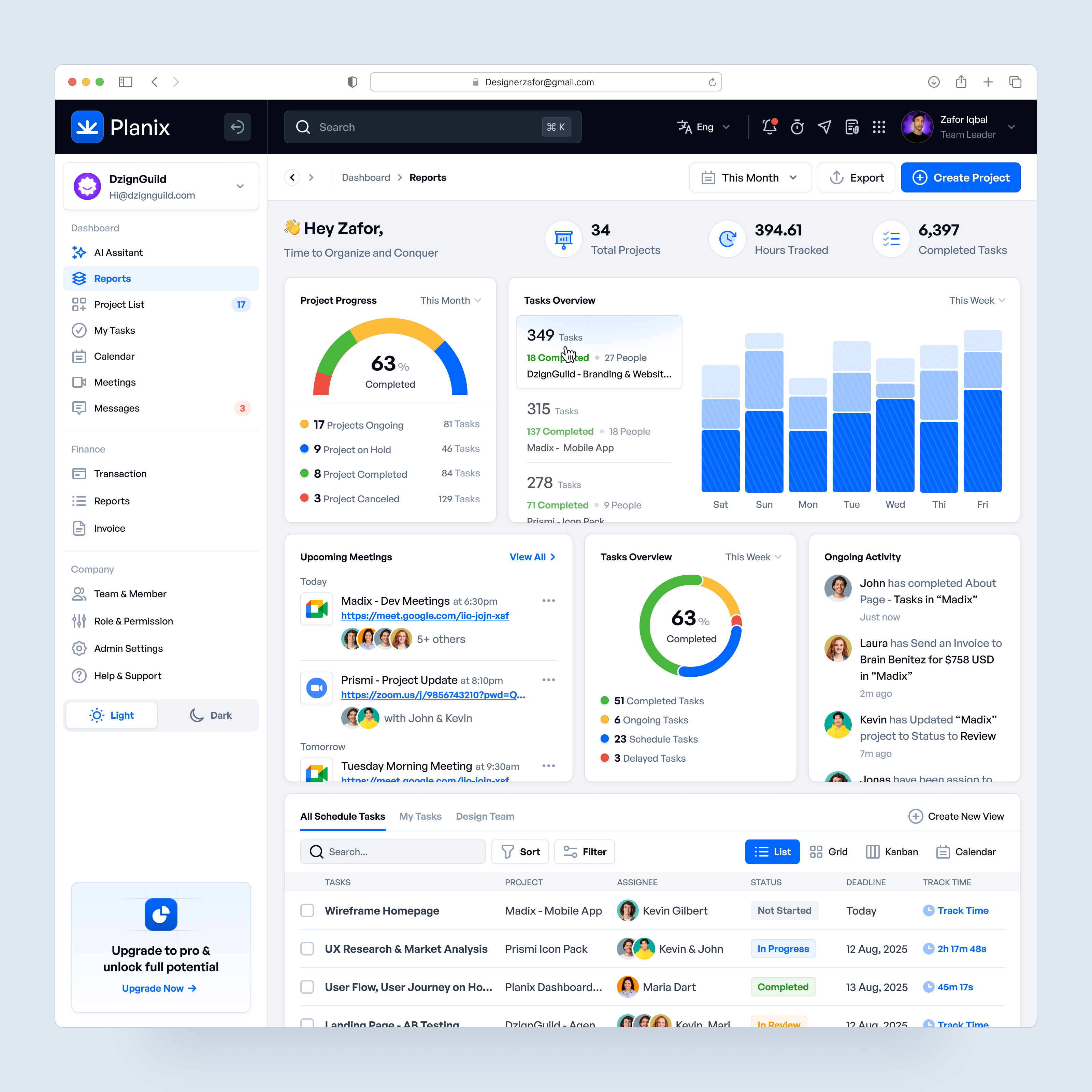 Task Management Dashboard UI Design by Zafor Iqbal on Dribbble