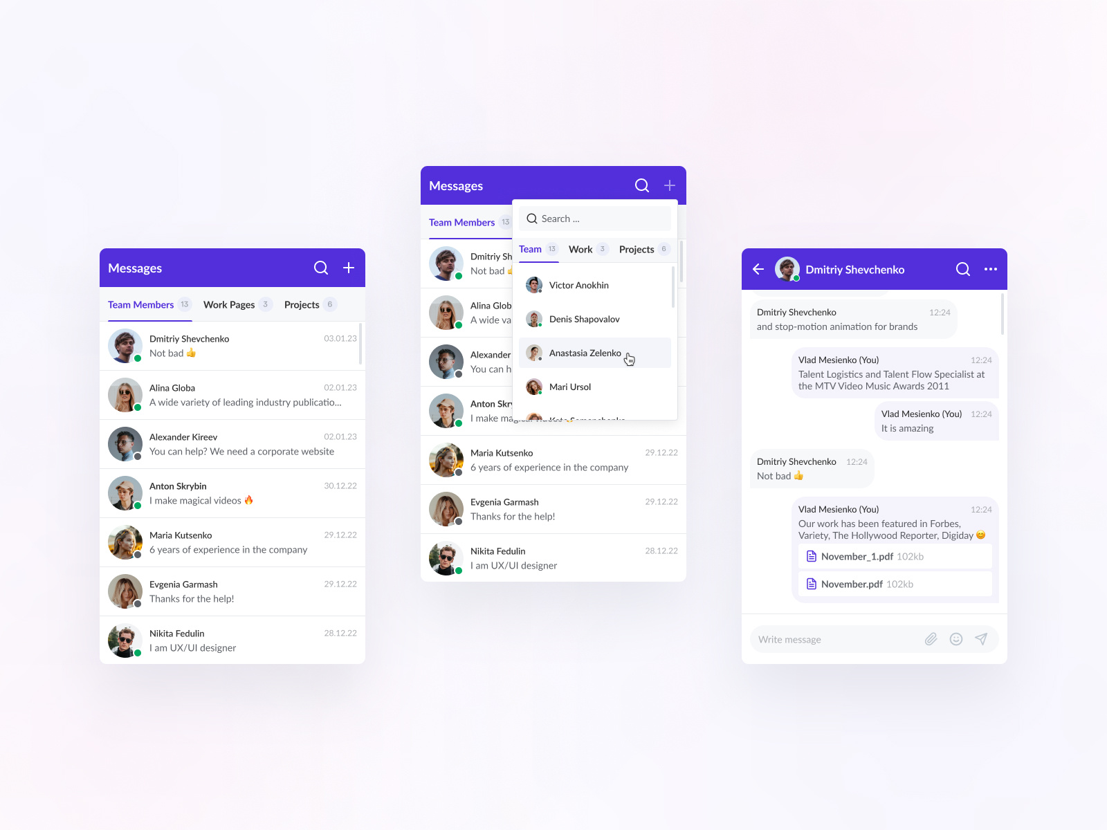 Communication widget by Vlad Musienko on Dribbble