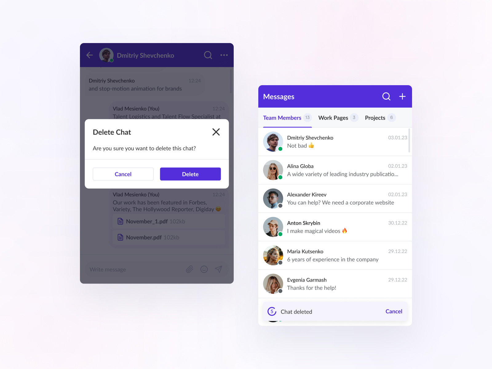 Communication widget by Vlad Musienko on Dribbble