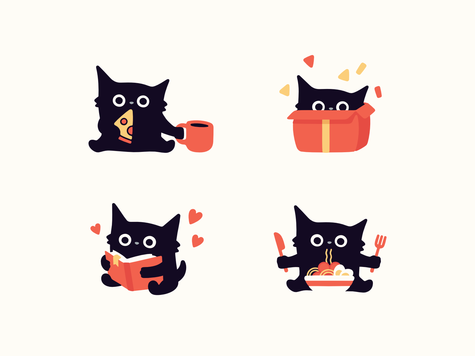 Collection of cute hand-drawn cat stickers ️ by Elmira Gokoryan on Dribbble