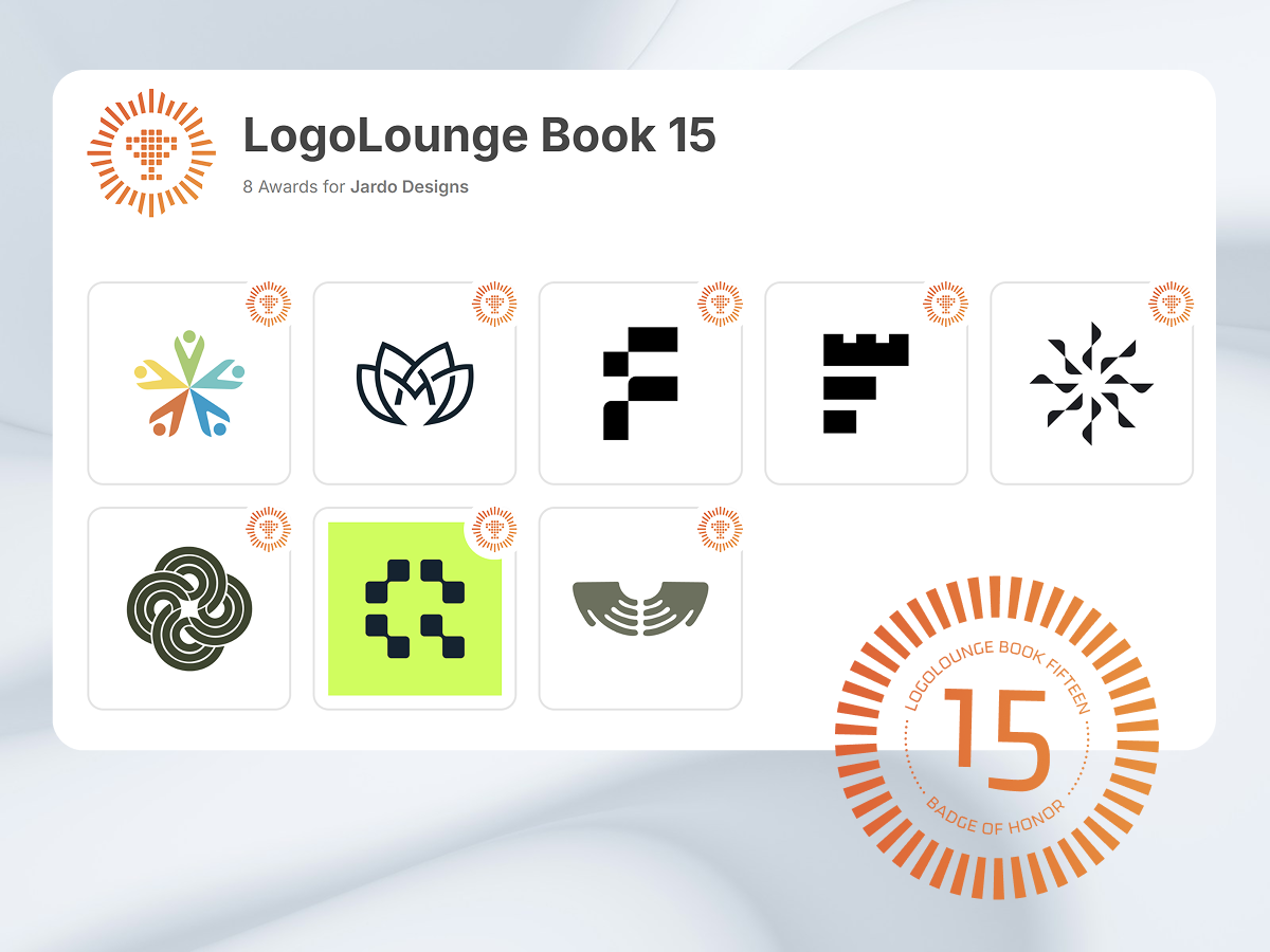 8 Featured Logos for LogoLounge Book 15 by Jardo de la Peña on Dribbble