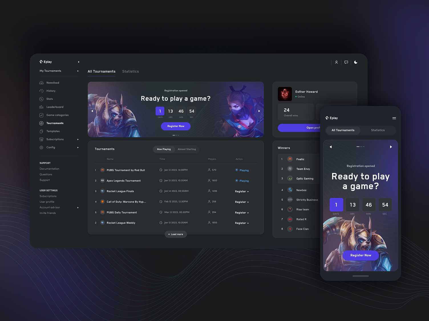 Eplay - tournaments screen by Valeria Rimkevich for Fireart Studio on ...