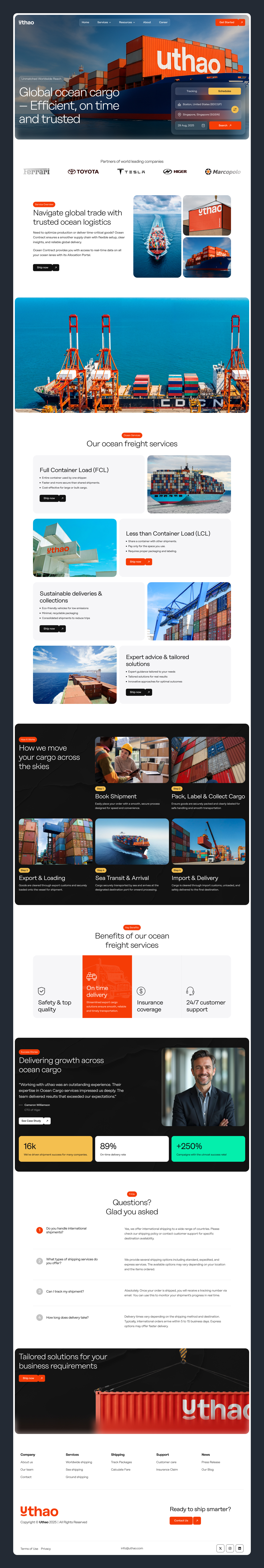 Ocean Transportation Service Landing Page | Uthao UI/UX by Subash Chandra for Seative Digital on ...