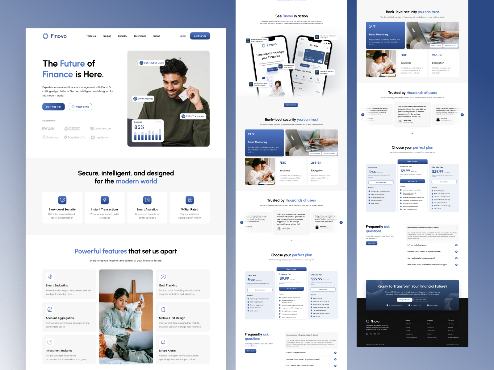 Finovo - Fintech Landing Page Design by Jessicha Hyacintha for Agensip ...
