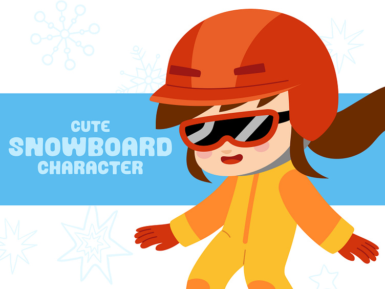 Cute cartoon snowboarding girl character by Ksenya Savva on Dribbble