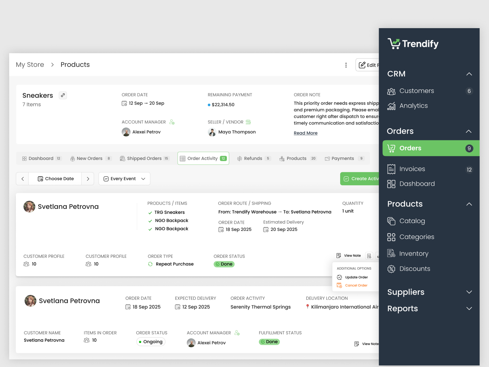 Order Management Dashboard UI – Clean & Modern Design by Master ...