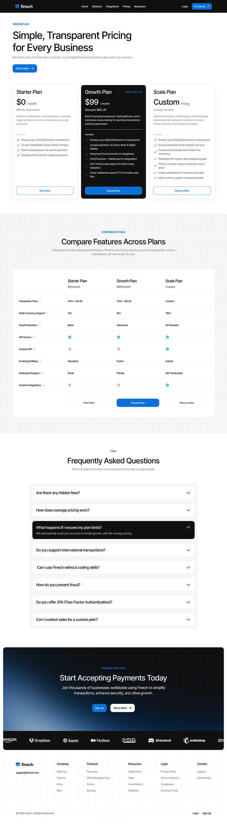 Finech - Financial APIs Suite Website (Pricing Page) by Robbi Darwis ...