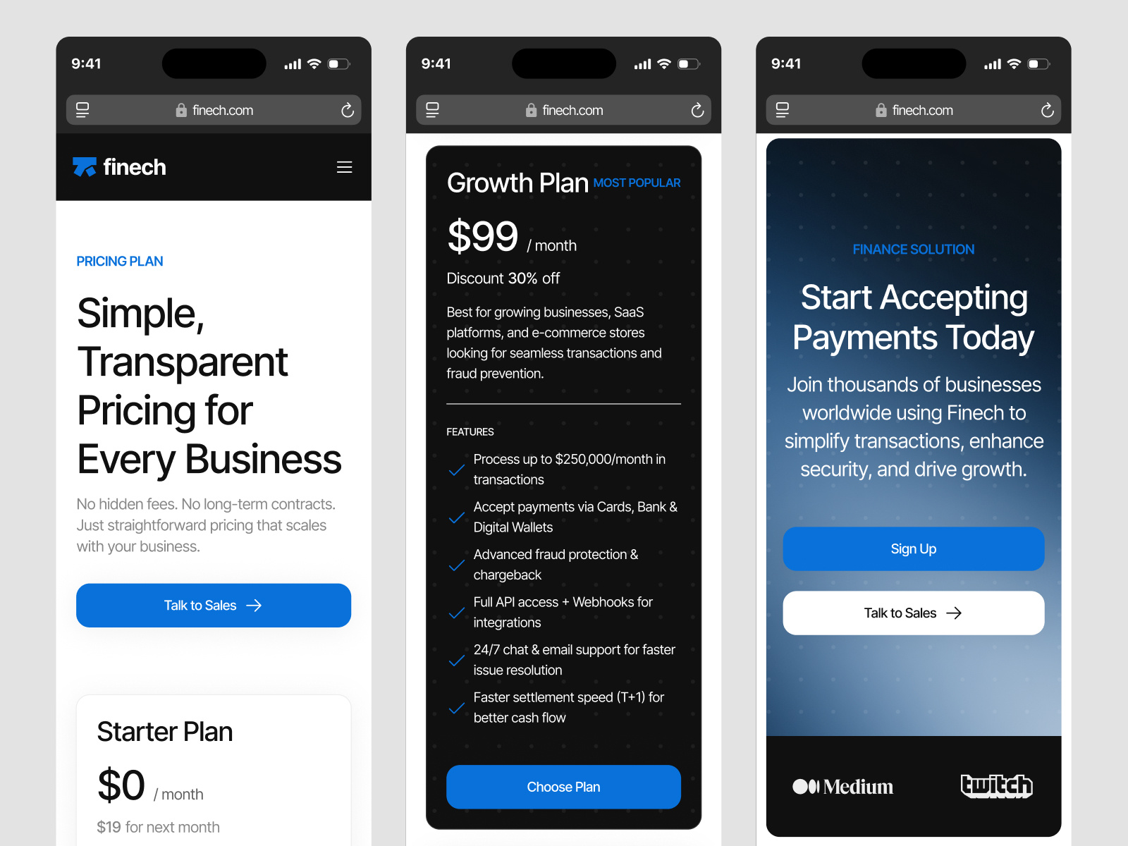 Finech - Financial APIs Suite Website (Pricing Page) by Robbi Darwis ...