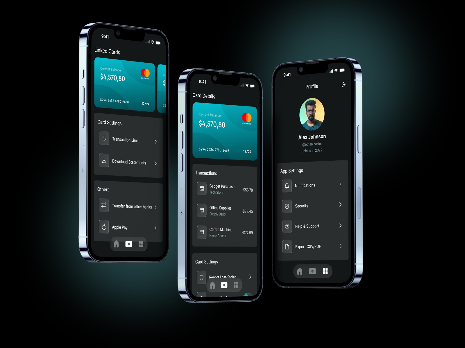 Fintech Mobile Banking App – Dark Mode UI by Md Idres on Dribbble