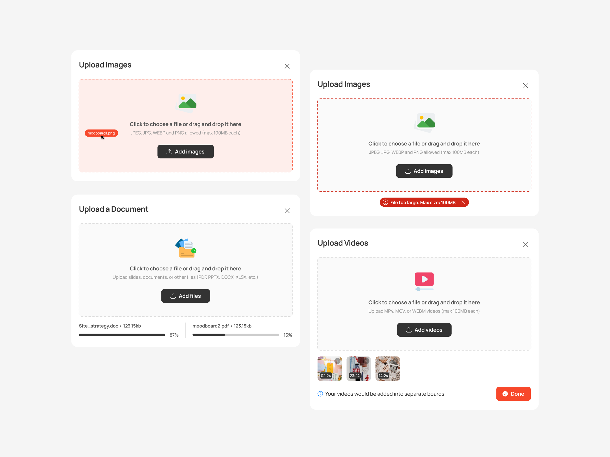 File Upload Modal (Different States) by Samson Tobi on Dribbble