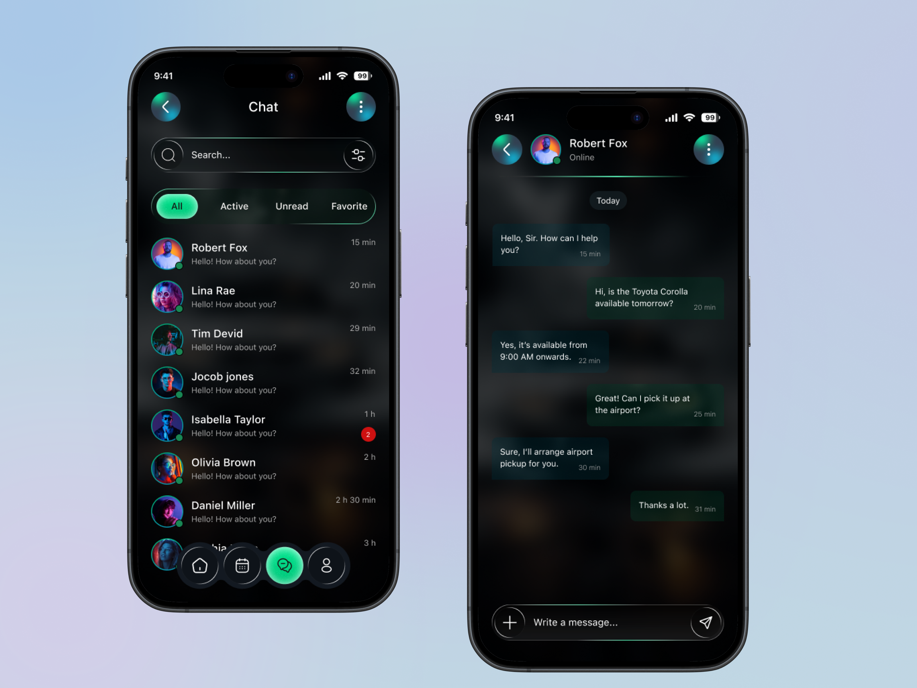 Dark Mode Chat App UI/UX Design by Alamin Hossen 🔥 on Dribbble