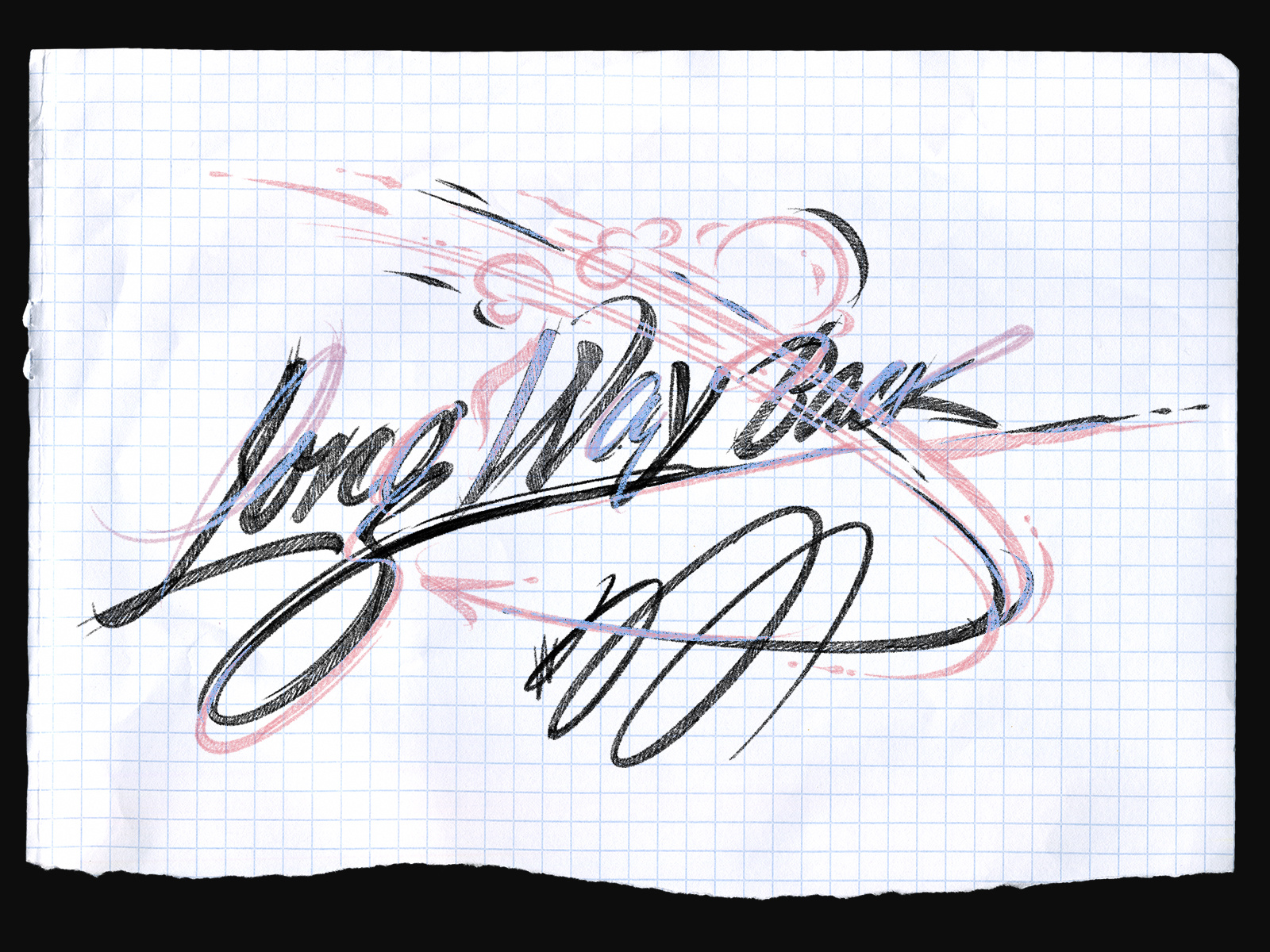 Long Way Back – lettering/calligraphy apparel print/design by Nikita ...