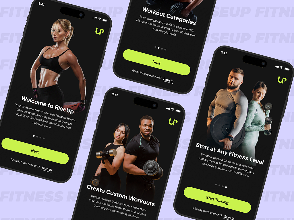 RiseUp Fitness – Onboarding Walkthrough by Kamal Creatives on Dribbble