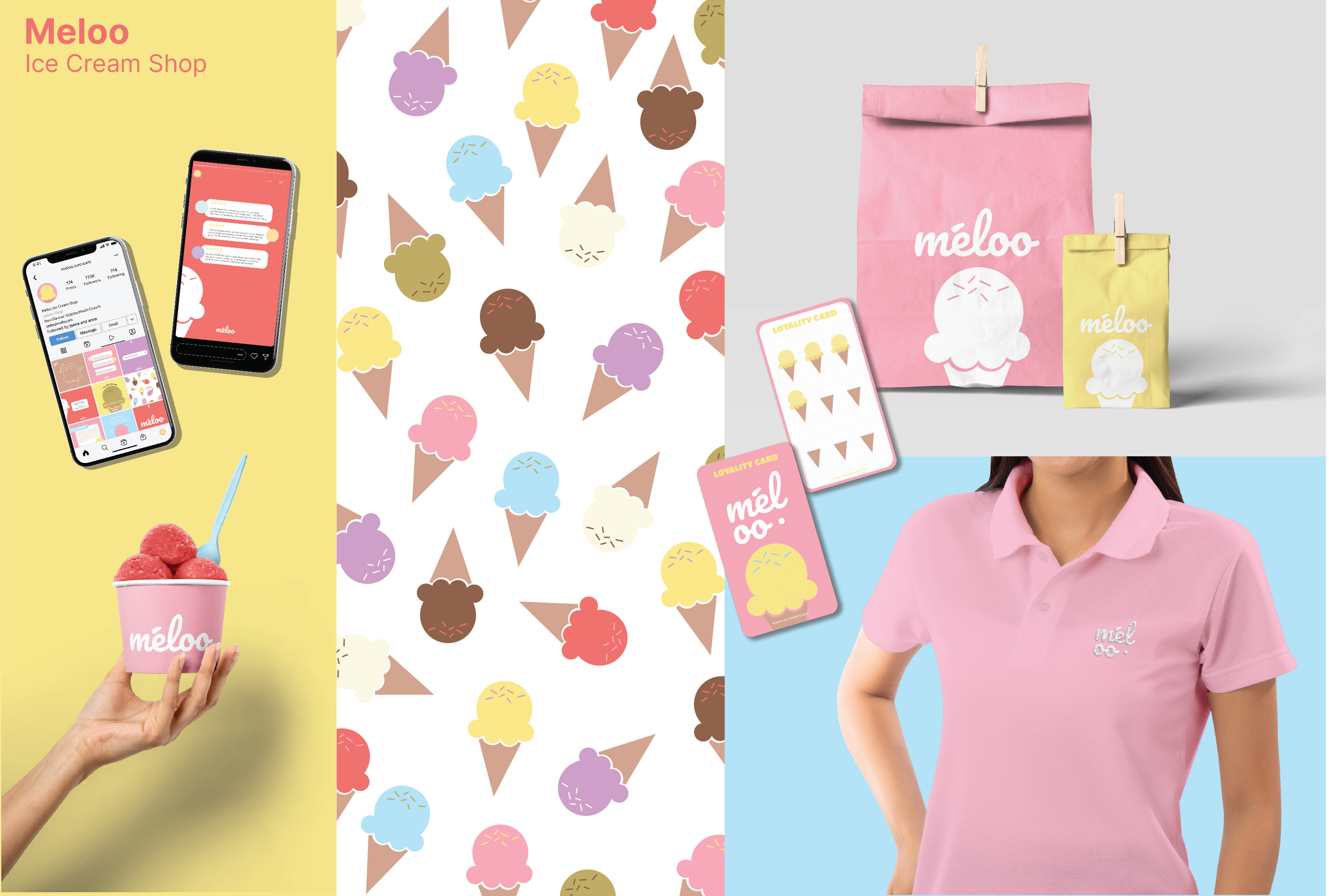 Meloo - Ice Cream Logo & Brand Identity by Rumi Rumika on Dribbble