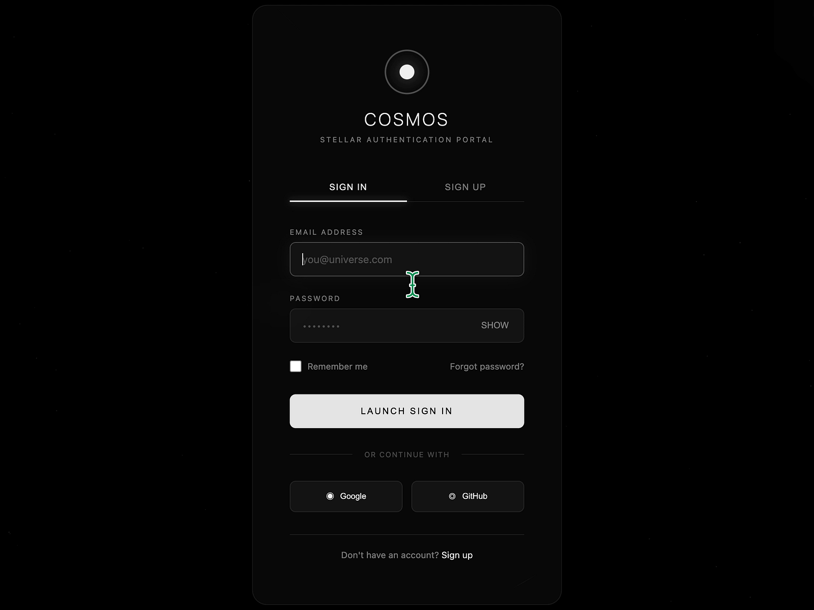 Cosmic Sign In/Sign Up Form (Dark and Light theme) by ...