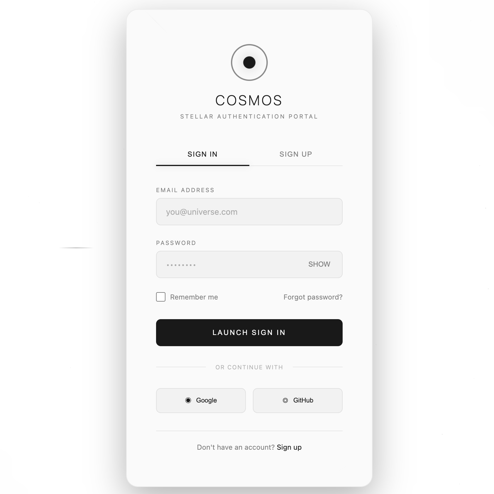 Cosmic Sign In/Sign Up Form (Dark and Light theme) by ...