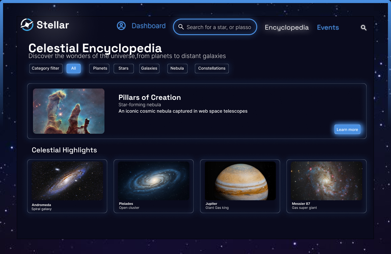 Stellar: Cosmic UI/UX for Astronomy by Vikash J on Dribbble