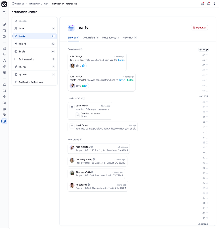 Notification center for dashboard saas real estate web app ui/ux by ...