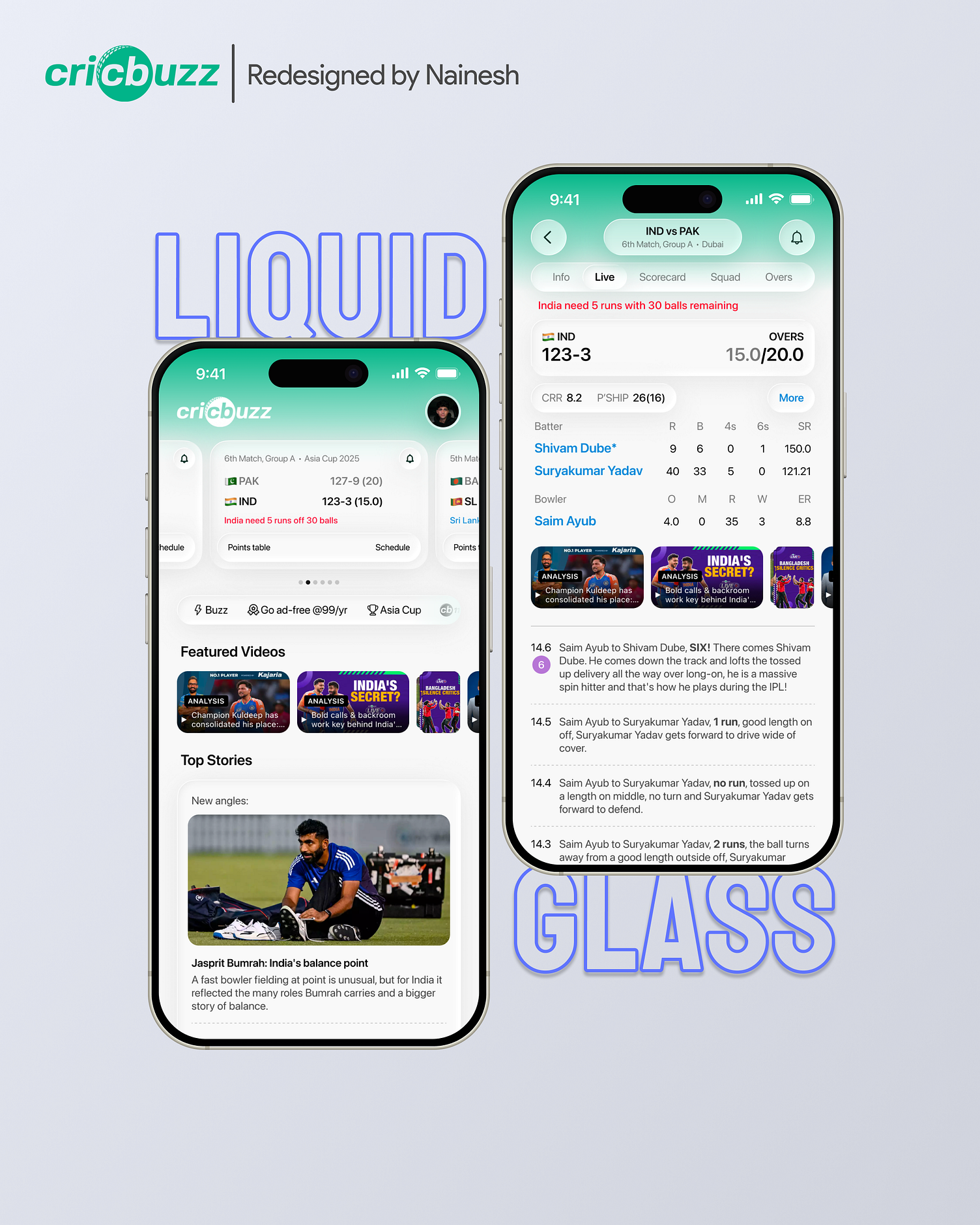Cricbuzz - Liquid Glass Redesign by Nainesh Selarka on Dribbble