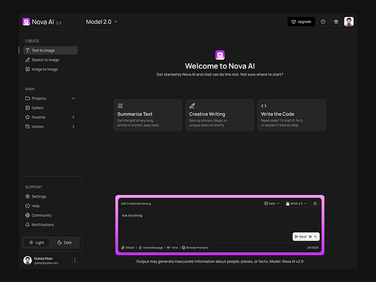 Multi-Modal AI Chat Interface UI by Gulraiz Khan on Dribbble