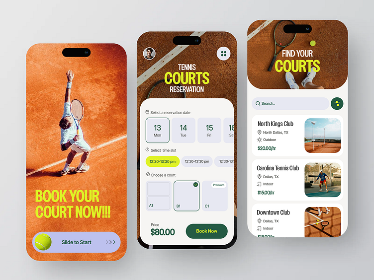 Tennis Court Reservation | Tennis App UI by Rafsan Sam on Dribbble