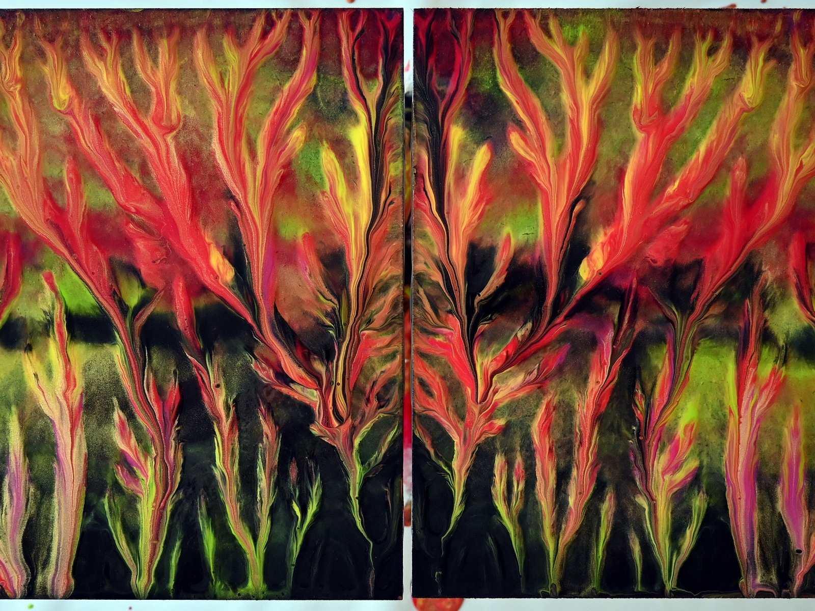 Easy Double Dip Acrylic Pour 🍂 Stunning Fall Inspired Diptych ~ by ...