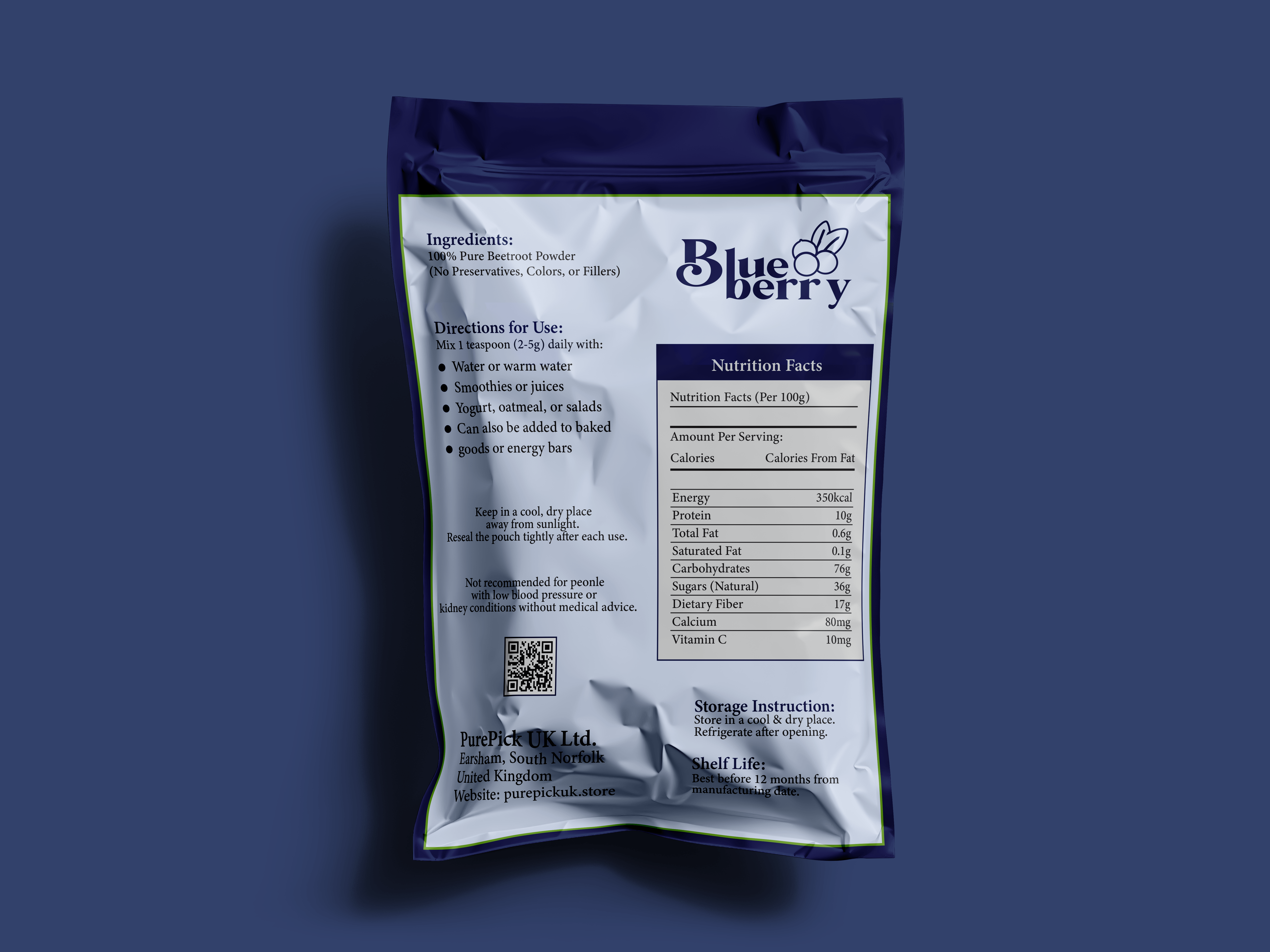 Blueberry Dietary Supplement – Packaging Pouch Design by Tasfia Jannat ...